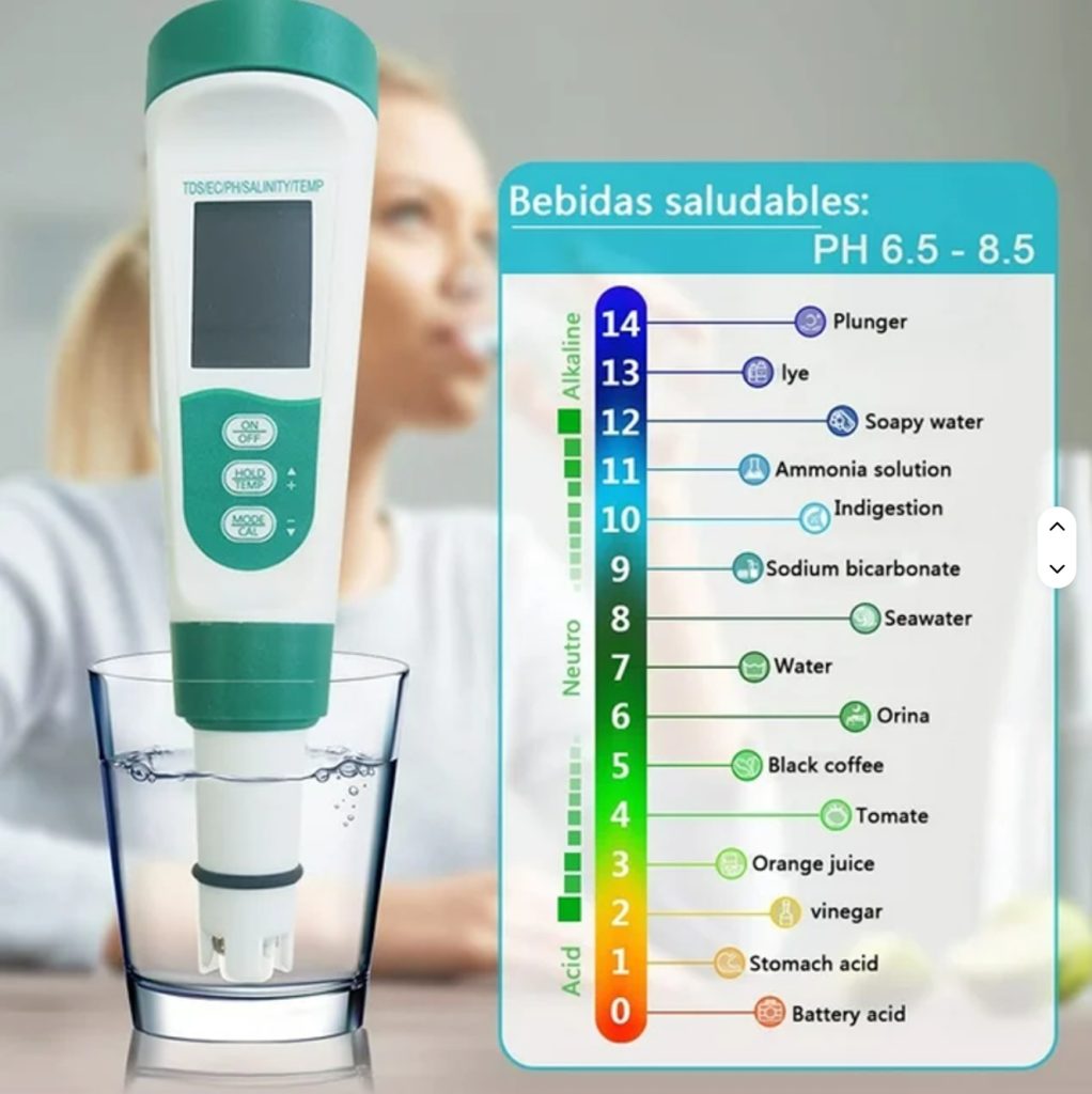5 in 1 Digital PH TDS EC Meter Salinity Temperature Tester Acidity ...