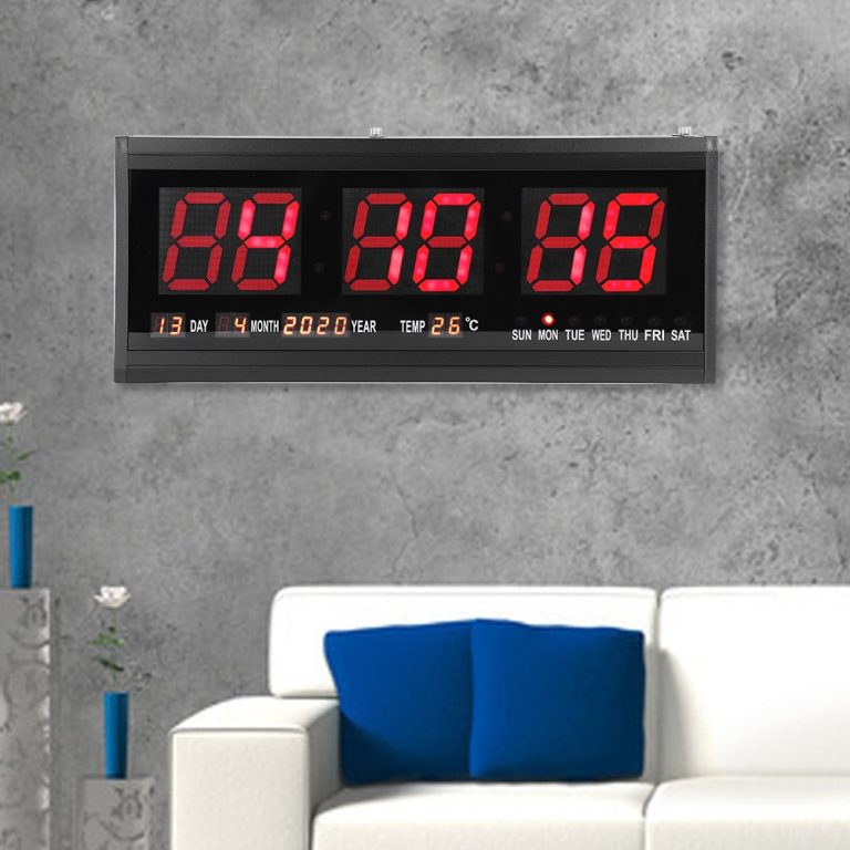 48CM Digital Led Red Large LED Digital Wall Clock Date Temperature ...