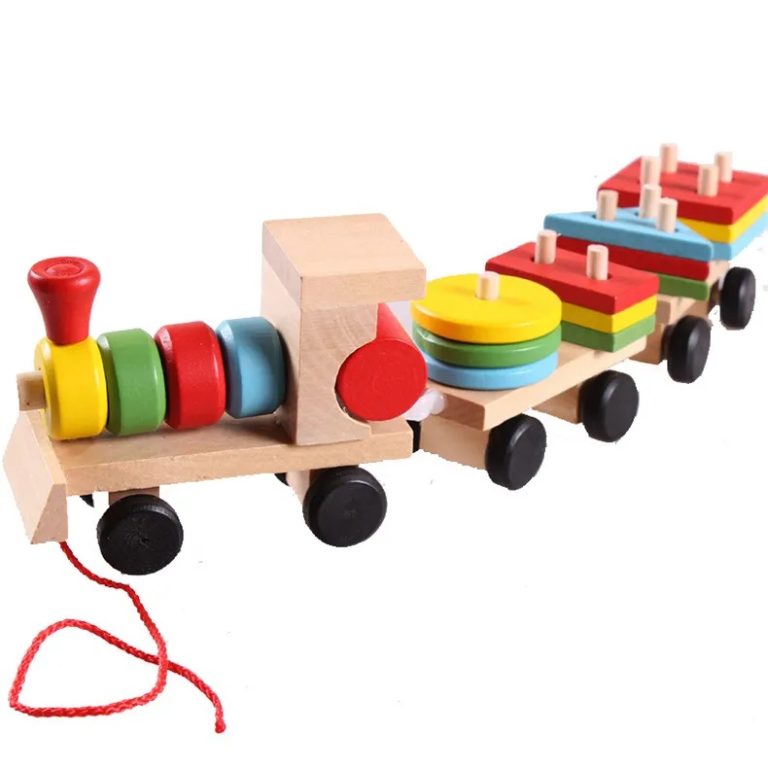 Toy Train Set Shapes Learning Kids Children Baby Wooden Car kids ...