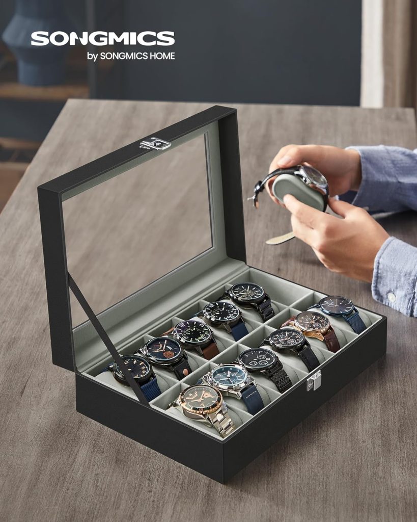 Watch Display Holder Organizer Box Case Jewelry 12 pod black - Barksdale