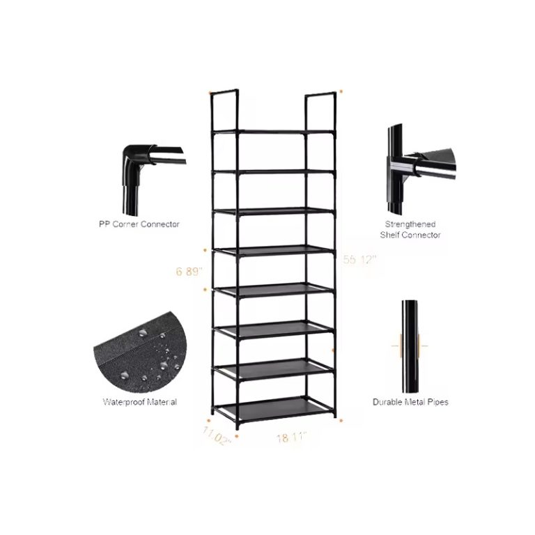 Tall Narrow Shoe Rack 8-Tier Metal Shelf Storage Corner Rack Organizer ...