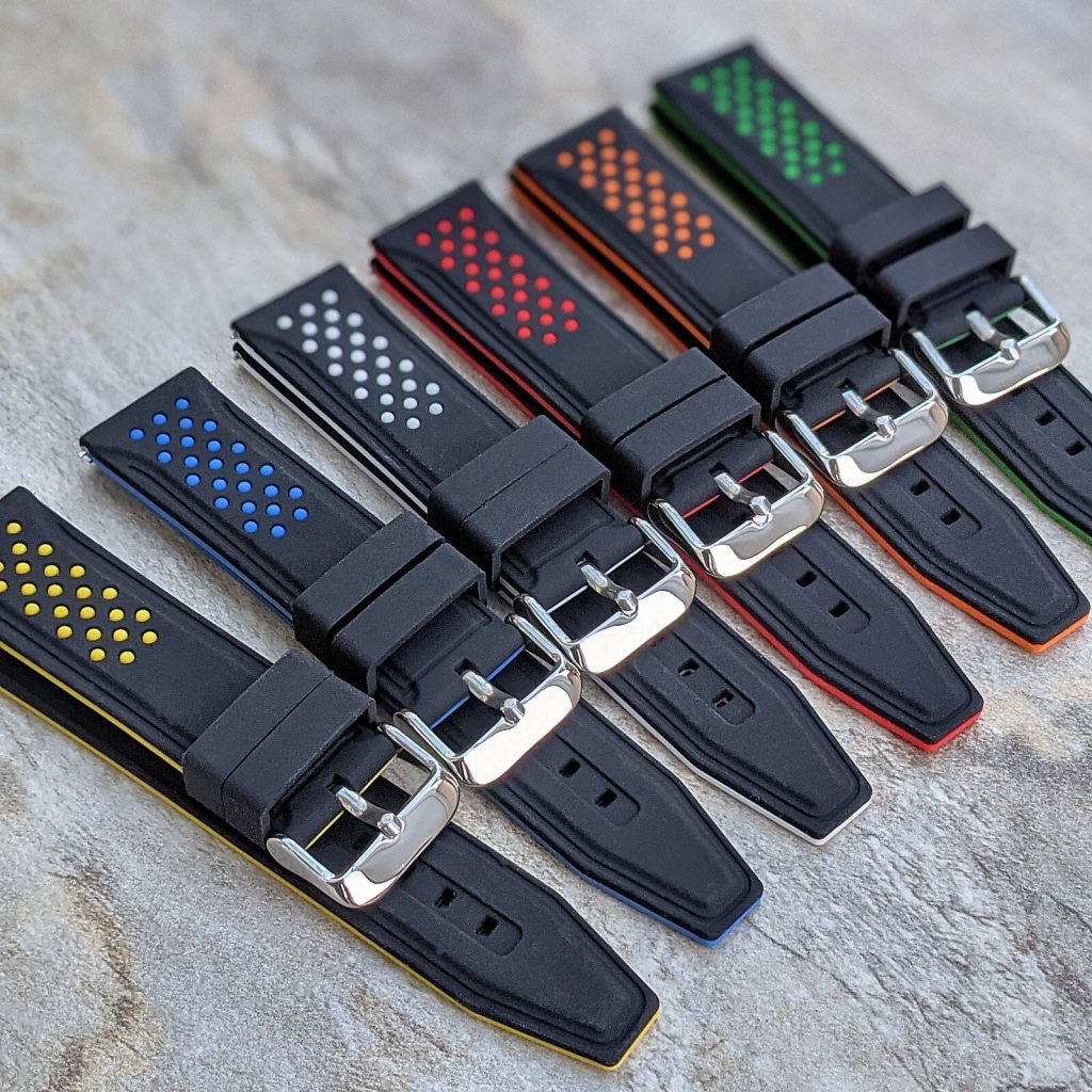 Quick Release Silicone Rubber Watch Strap Two Color Black 22mm White ...