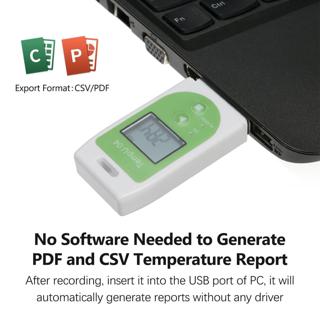 Data Logger USB Temperature Datalogger Reusable Multi-use Recorder with ...